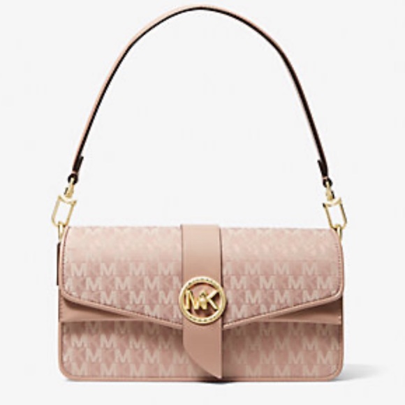 Michael Kors Collection | Bags | Michael Kors Greenwich Medium Logo Jacquard Shoulder Bag | Poshmark